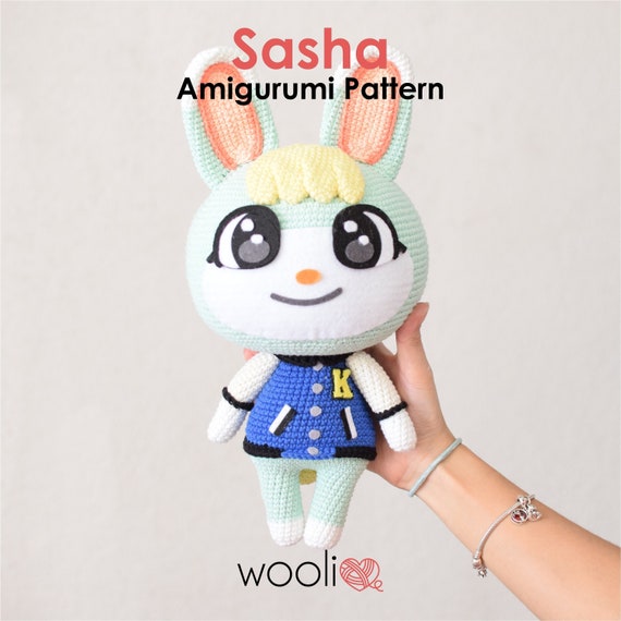 Toys Animal Crossing Villager Sasha the Rabbit Amigurumi Crochet Plush ...
