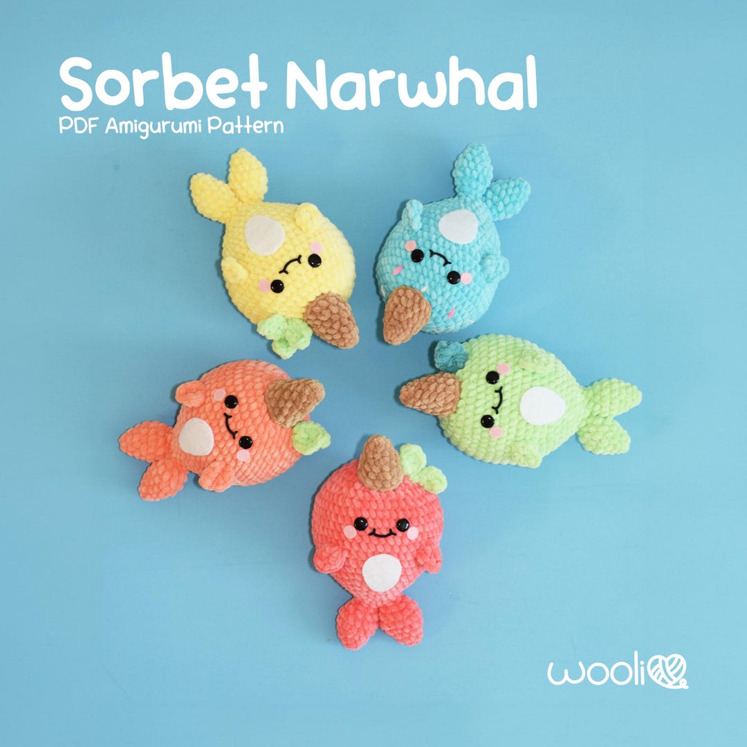Sorbet Narwhal PDF Amigurumi Pattern English and Spanish Summer Sorbet ...