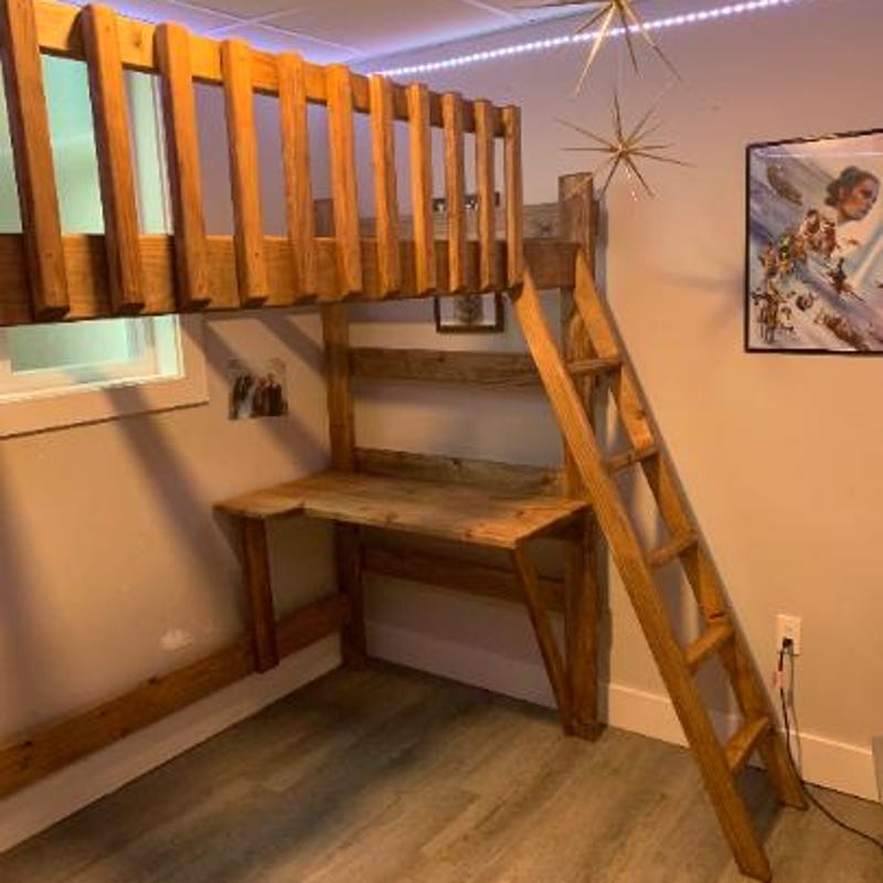 Natural Wood Loft Bed - Etsy