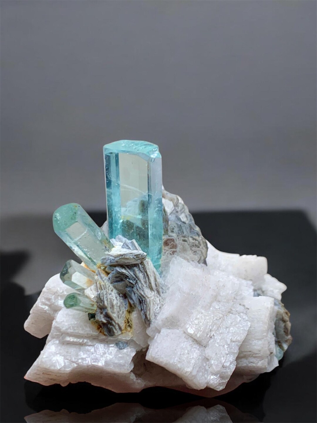 Stunning Aquamarine Crystal on Matrix With Mica on Feldspar From Shigar ...