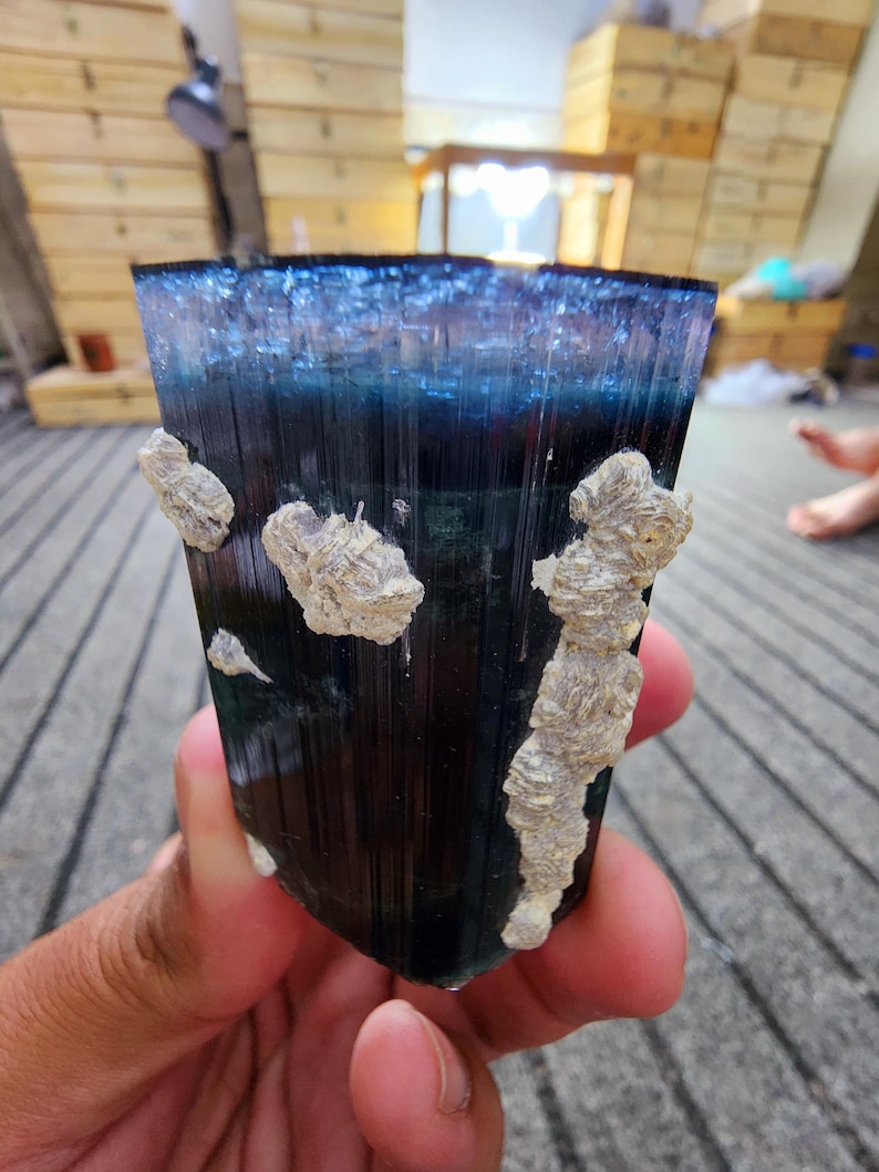 Blue Indicolite Tourmaline Crystal With Albite, Afghanistan Mineral ...