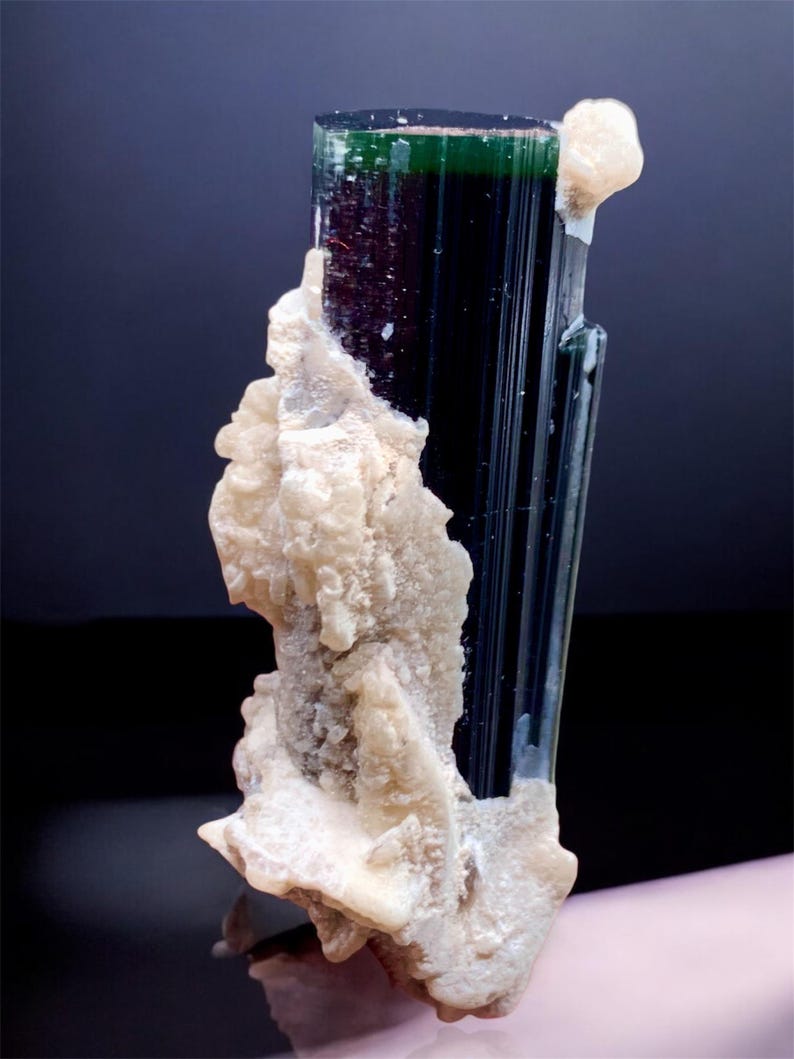 Natural Bi-color Tourmaline Crystal on Matrix, Afghanistan Mineral ...