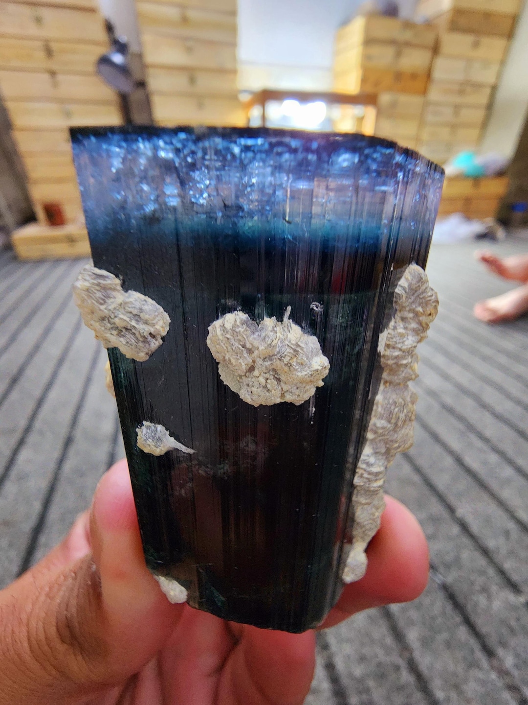 Blue Indicolite Tourmaline Crystal With Albite, Afghanistan Mineral ...