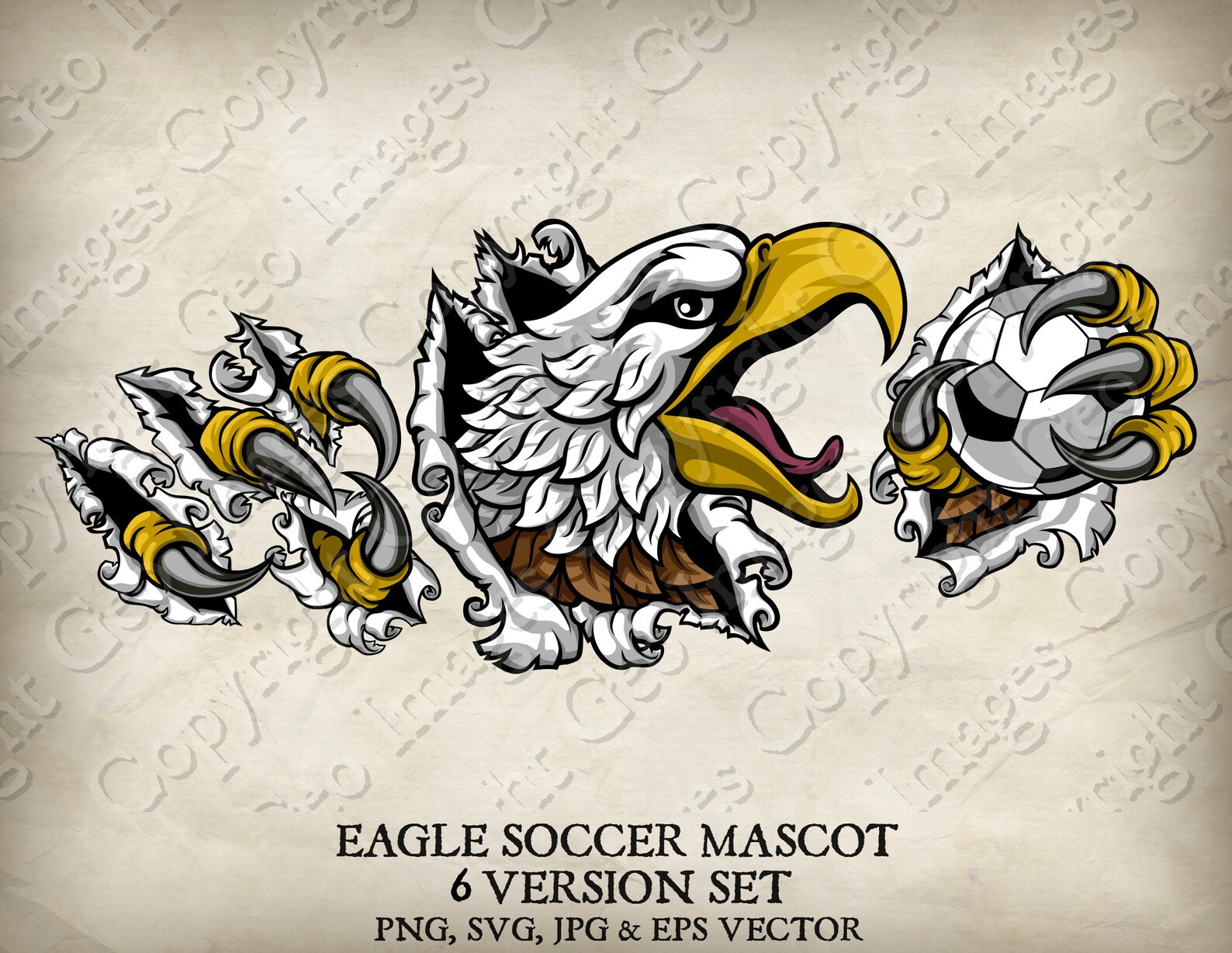 Eagle Holding Soccer Football Ball Claws Mascot Bald Eagles Logo ...