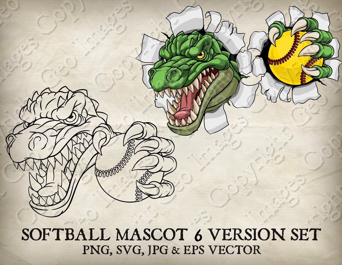 Alligator, Crocodile, Dinosaur T Rex Raptor, Lizard, Reptile Softball ...