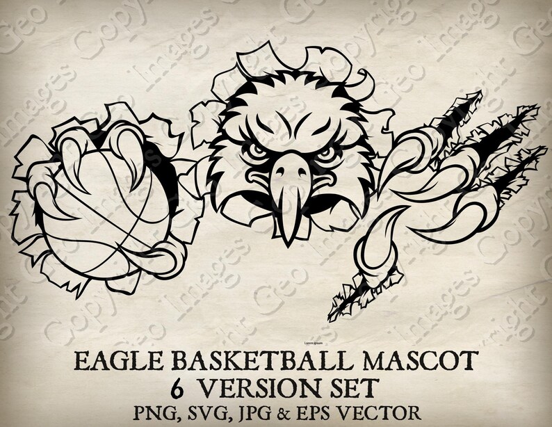 Eagle Hawk Falcon Bird Holding Basketball Ball Claws Sports Mascot Bald ...