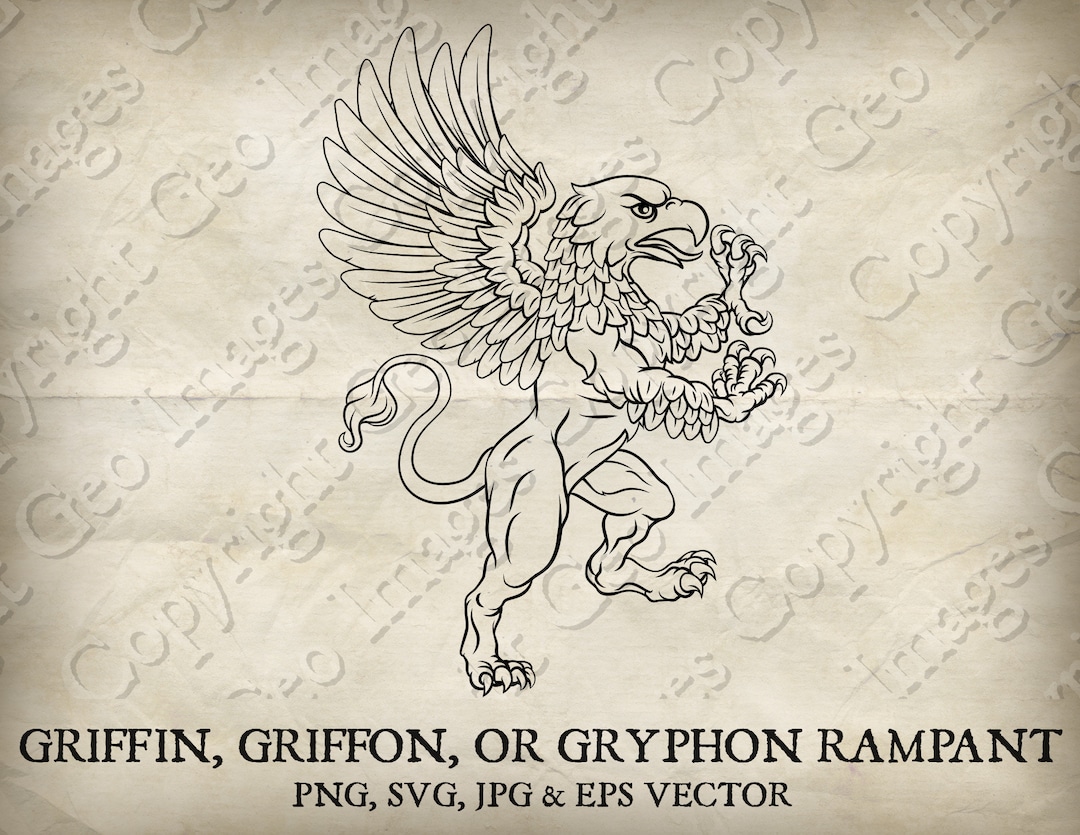 Griffin, Gryphon, Griffon Standing Rampant Heraldic Crest Coat of Arms ...