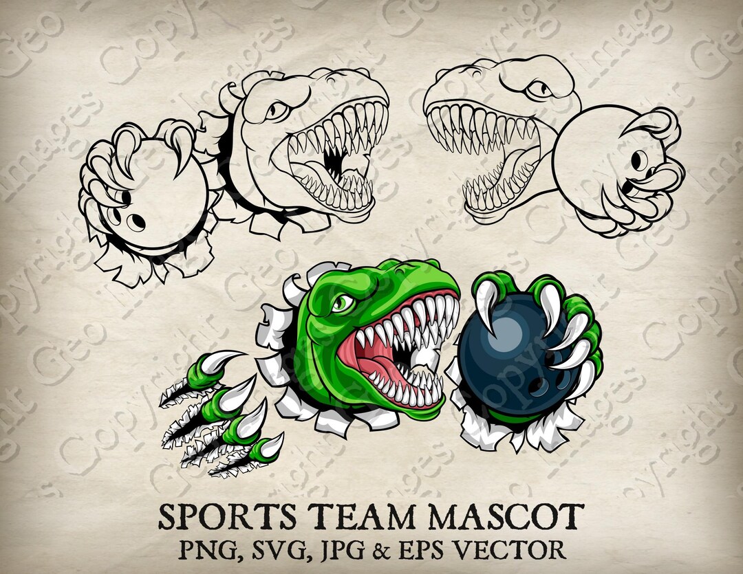 Dinosaur Bowling Mascot T Rex Raptor Lizard Bowling Ball Claw Team ...