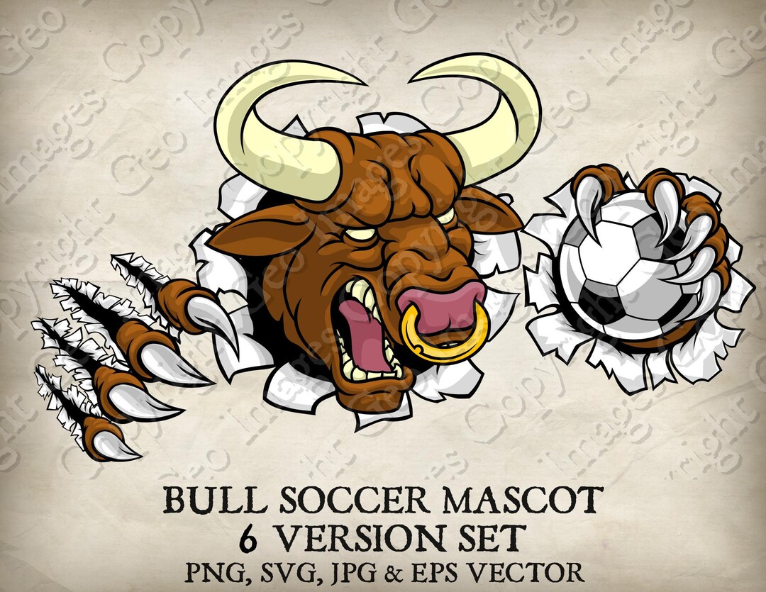 Bull Minotaur Buffalo Cow Holding Soccer Football Ball Angry Sports ...