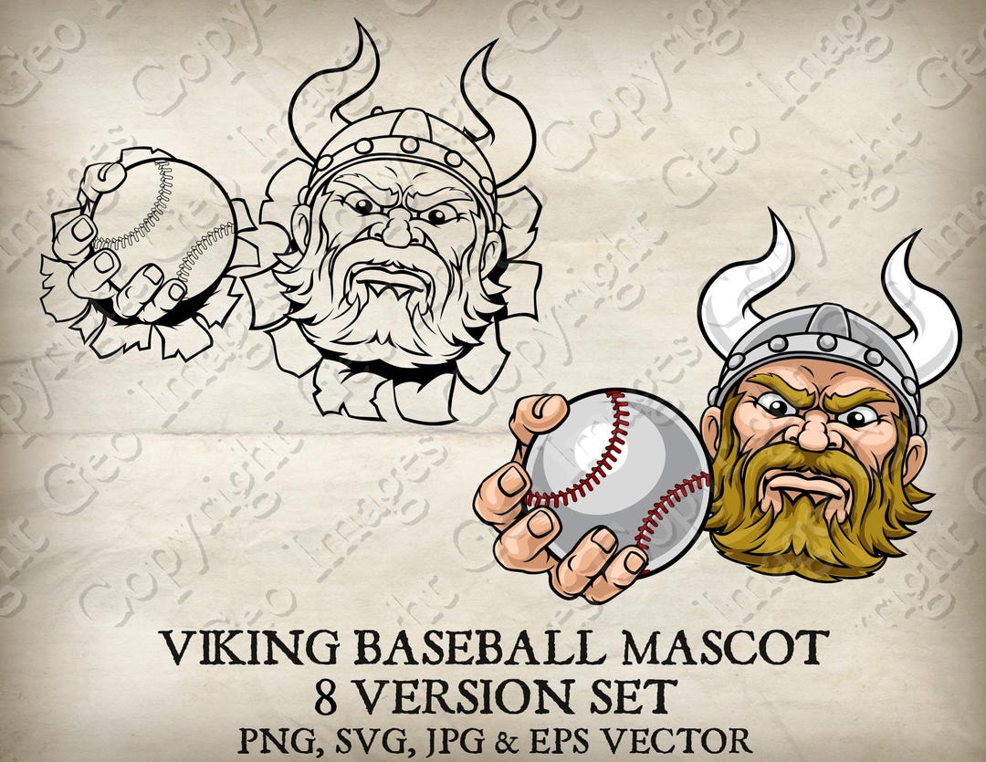Viking Warrior Baseball Ball Mascot Man. Vikings Sports Team Logo ...
