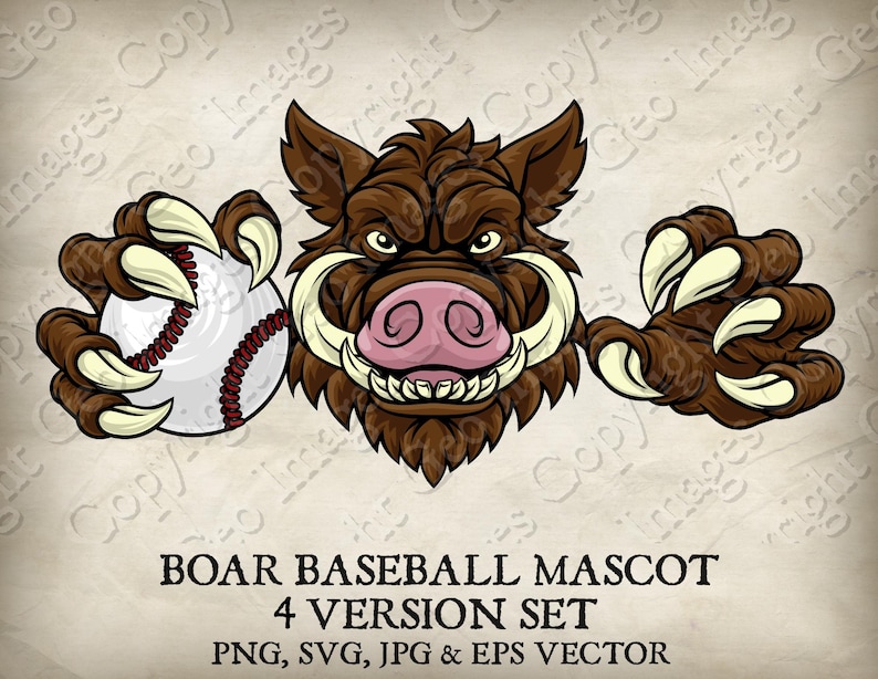 Wild Boar Razorback Warthog Hog Pig Baseball Ball Claws Mascot Boars ...