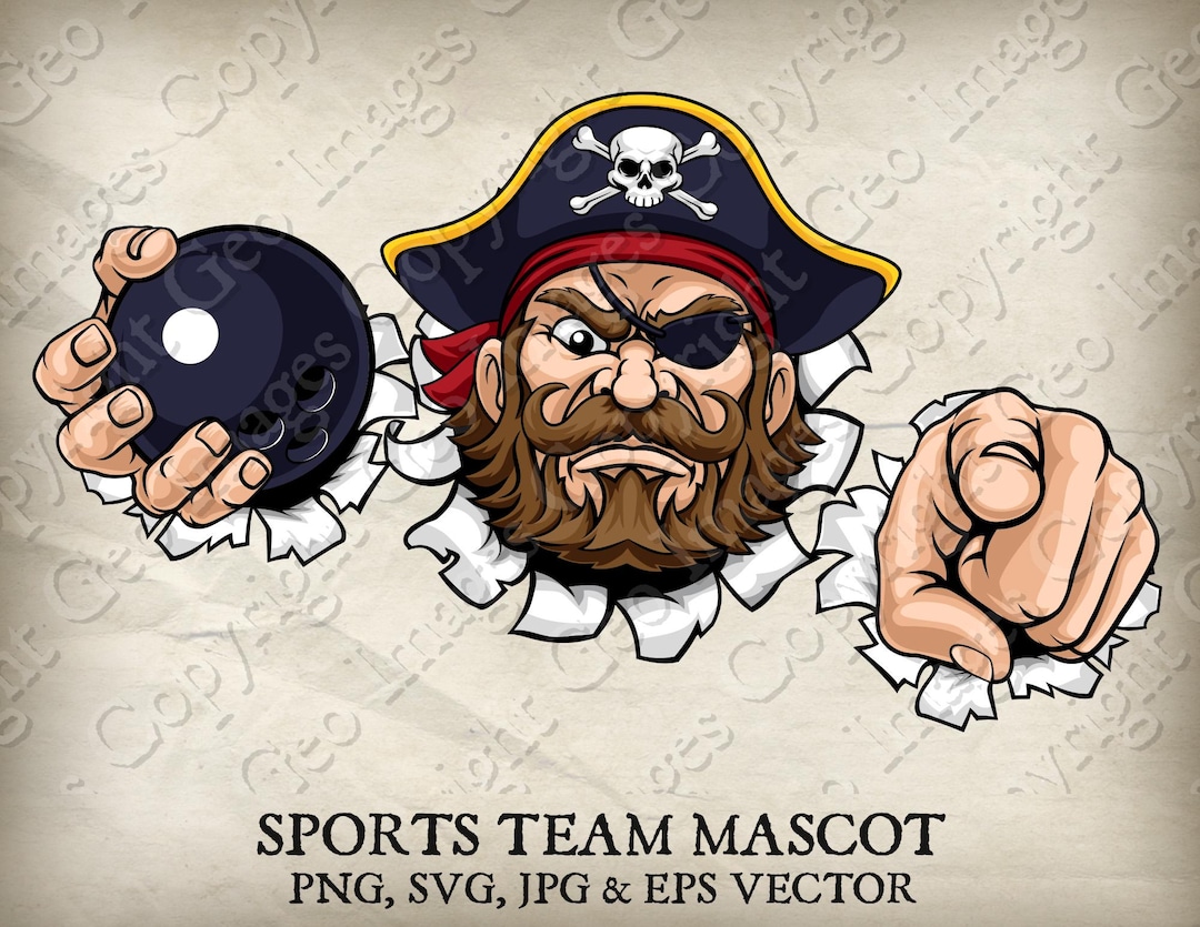 Pirate Captain Raider Bowling Ball Mascot Character Pirates Face Logo ...