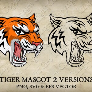 Tiger Cat Mascot Head Angry Tigers Face Cartoon in Two Versions Artwork ...