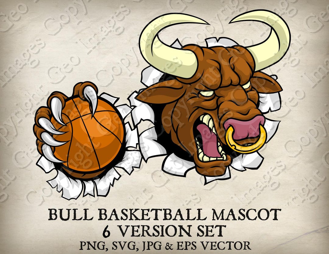 Bull Minotaur Buffalo Cow Holding Basketball Ball Angry Sports Team ...