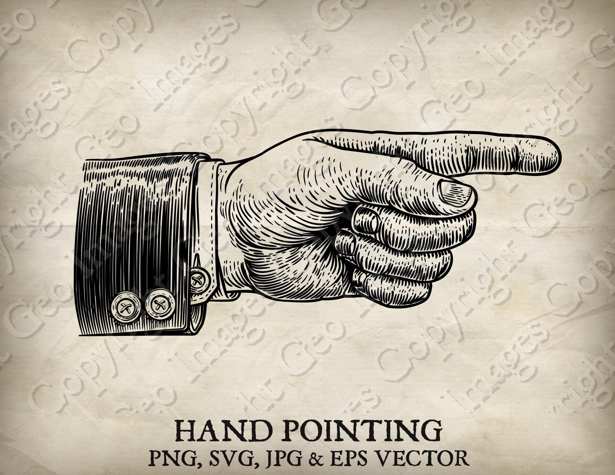 Hand Pointing Finger Vintage Etching Victorian Old Antique Woodcut ...
