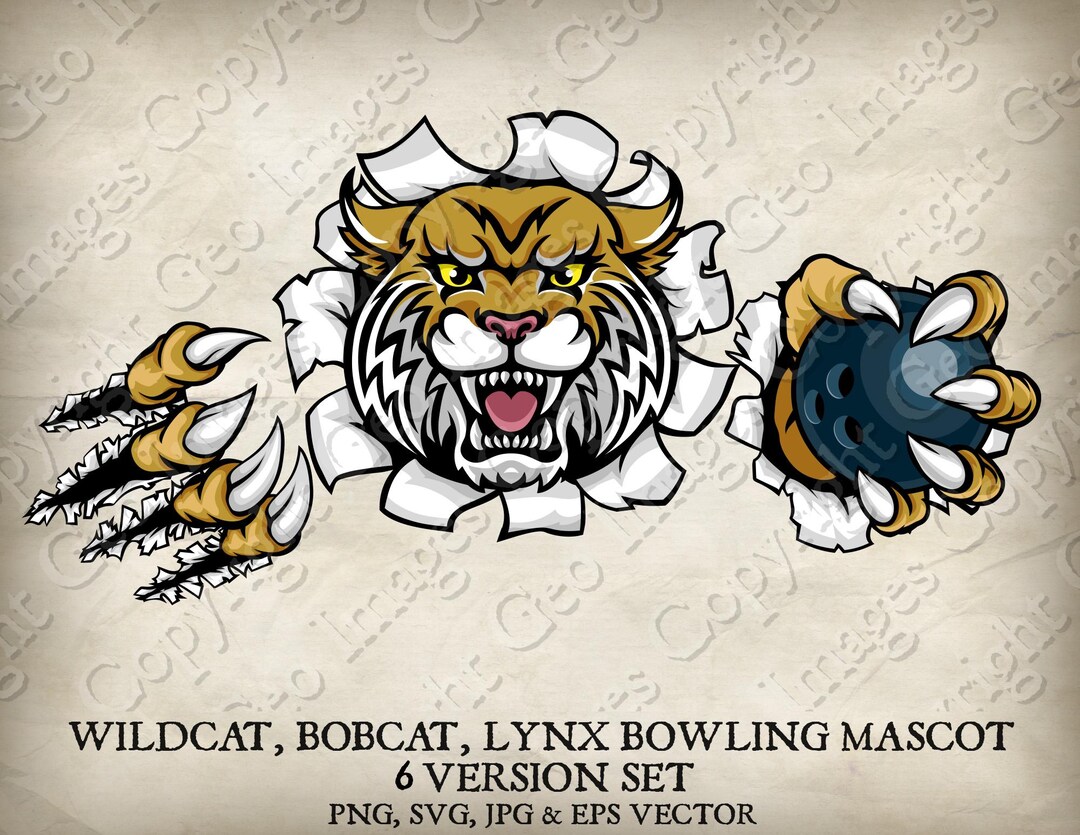 Wildcat Bobcat Cougar Lynx Lion Holding Bowling Ball Mascot Wildcats ...
