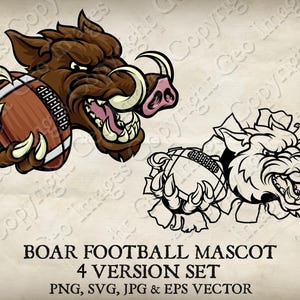 Wild Boar Razorback Warthog Hog Pig American Football Ball Mascot Boars ...