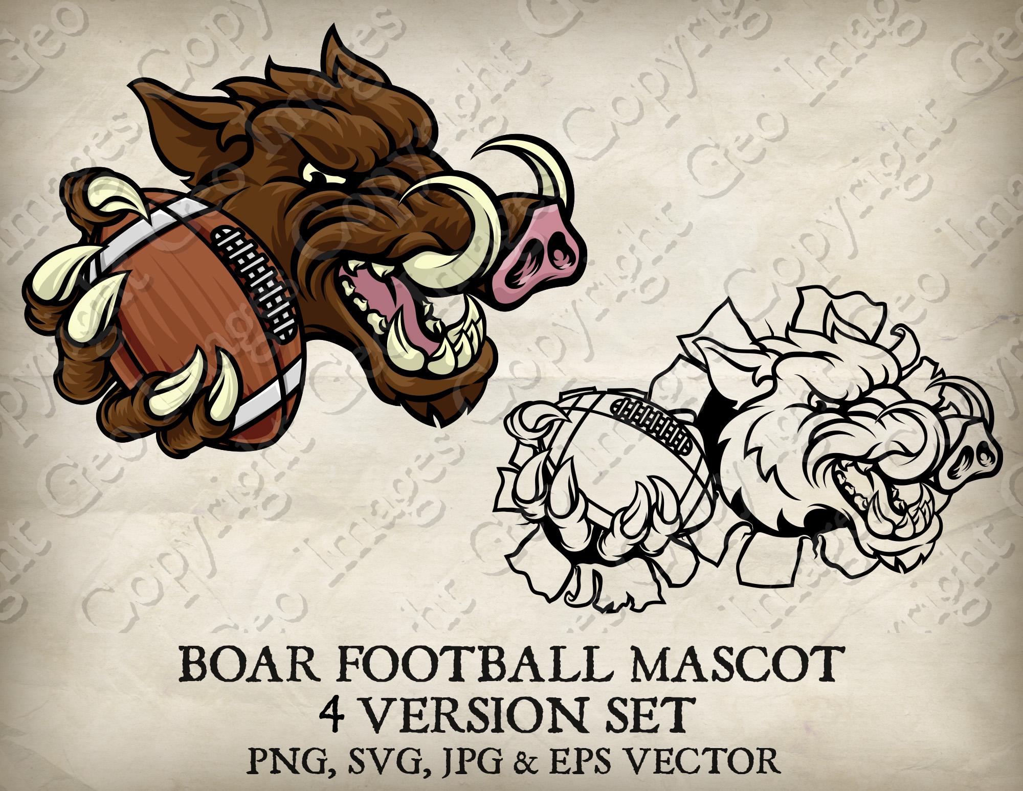 Wild Boar Razorback Warthog Hog Pig American Football Ball Mascot Boars ...