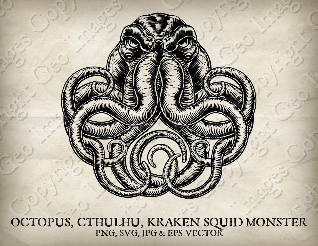 Octopus Cthulhu Squid Cthulu Monster Kraken Octupus Tentacled Animal ...