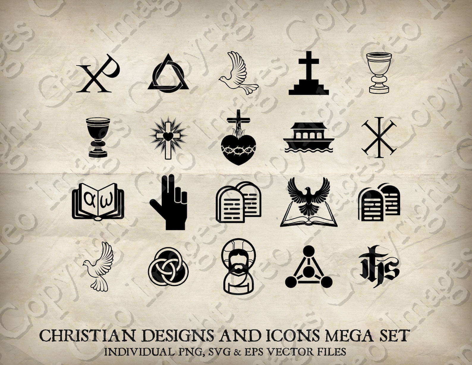 Christian Religious Faith Design Bundle Vector Set Chrismons. Each ...