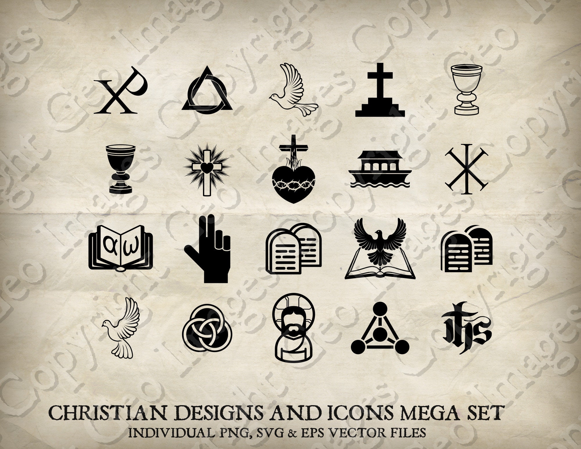 Christian Religious Faith Design Bundle Vector Set. Each Christian ...