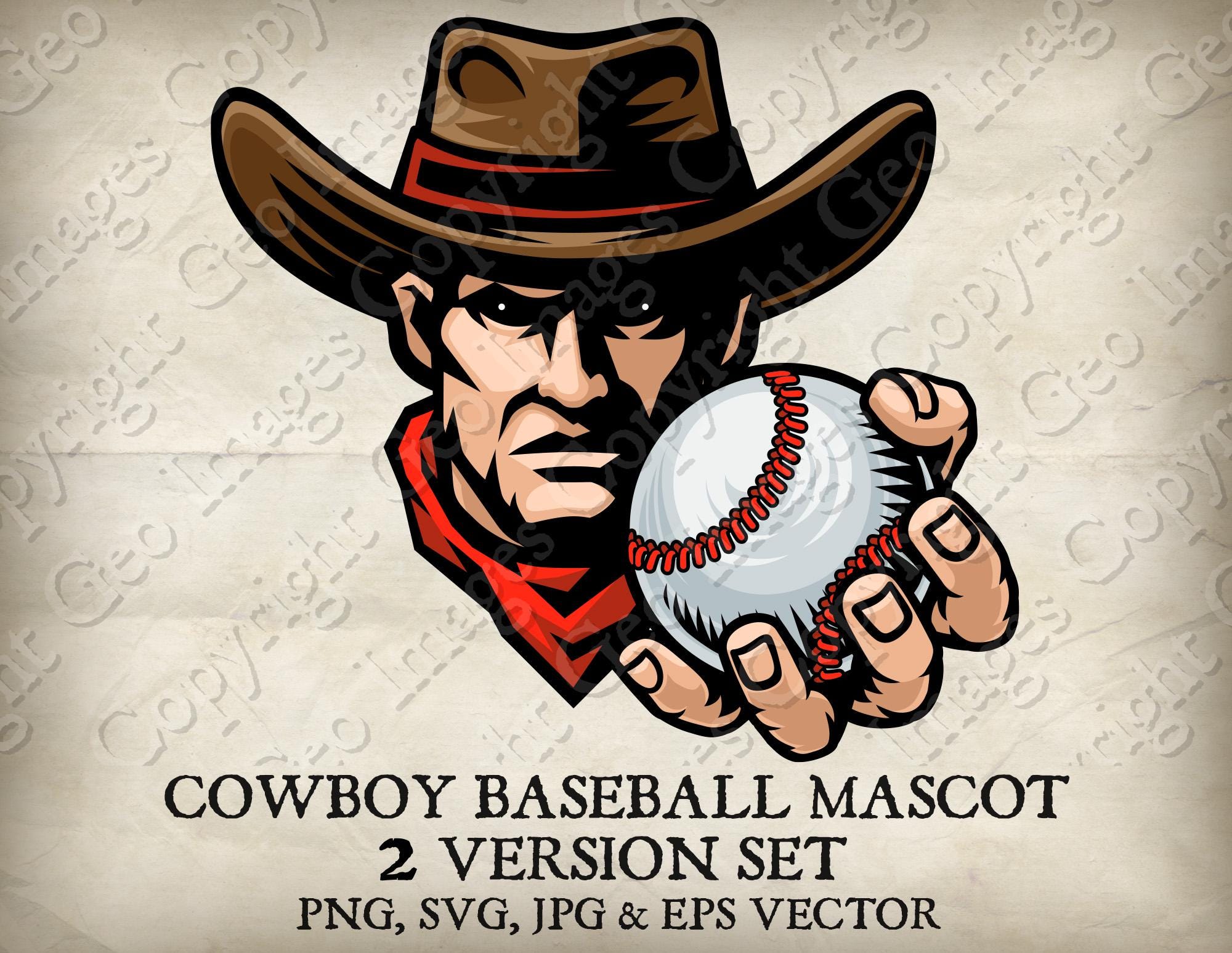 Cowboy Bandit Western Baseball Ball Mascot. Cowboys Outlaw Team Sports ...