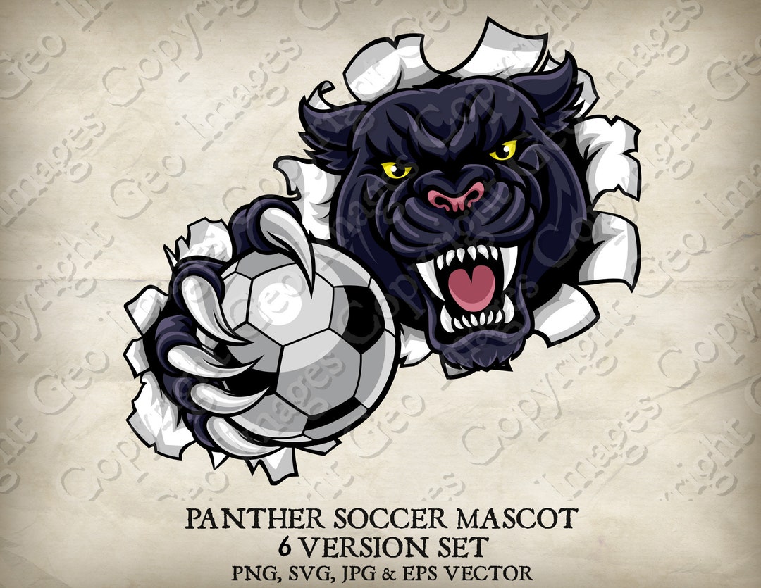 Panther Holding Soccer Football Ball Mascot Jaguar Panthers Logo ...