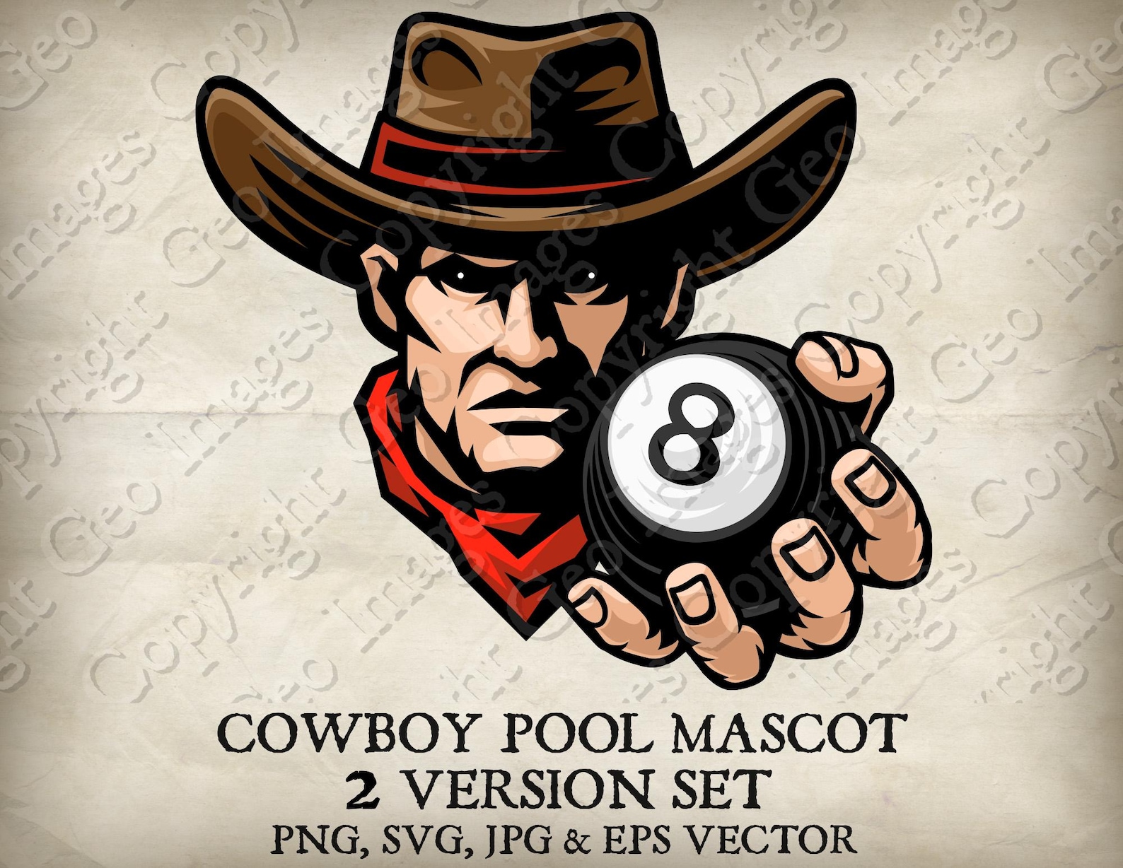 Cowboy Bandit Western Pool Billiards 8 Ball Mascot. Cowboys Outlaw ...