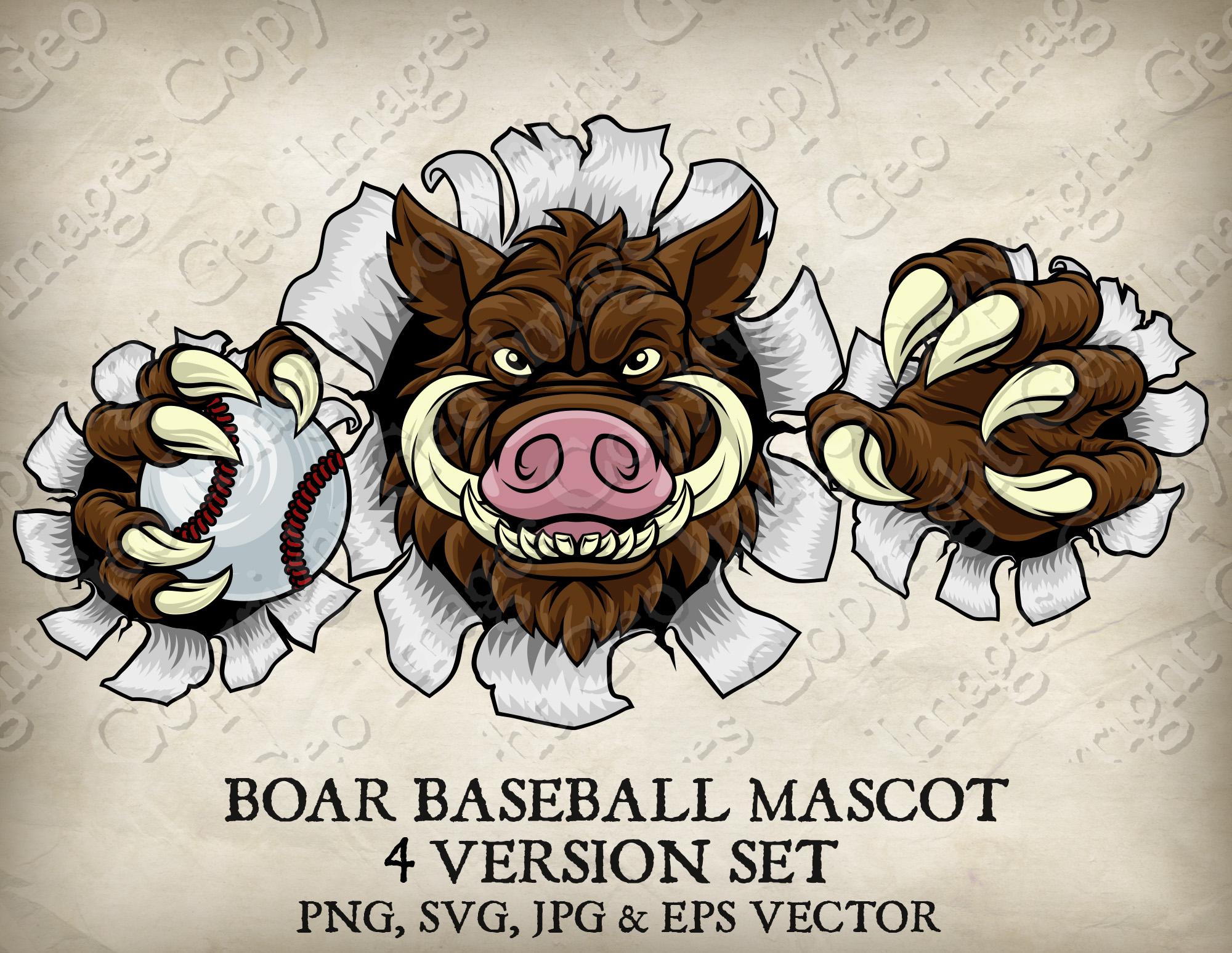 Wild Boar Razorback Warthog Hog Pig Baseball Ball Claws Mascot Boars ...