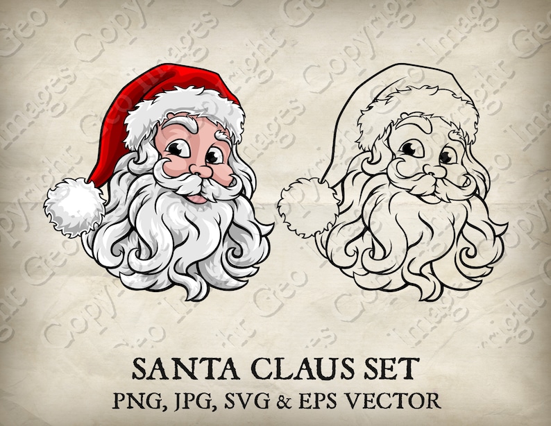 Santa Claus Face Father Christmas Head Artwork Clipart Vector SVG EPS ...