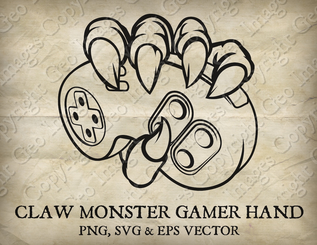 Gamer Monster Claw Hand Holding A Video Game Videogame Controller ...