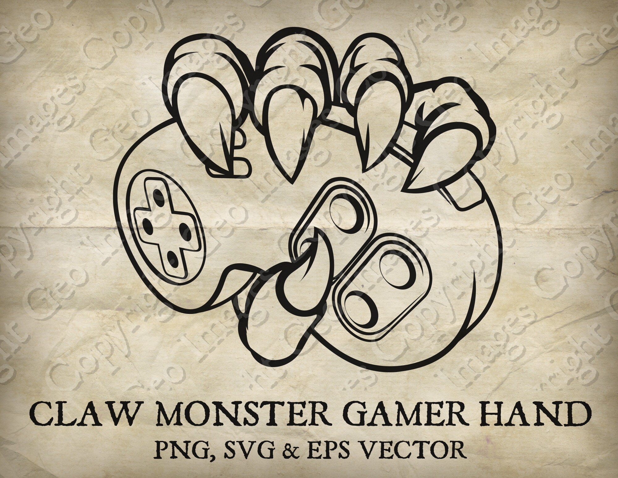 Gamer Monster Claw Hand Holding A Video Game Videogame Controller ...