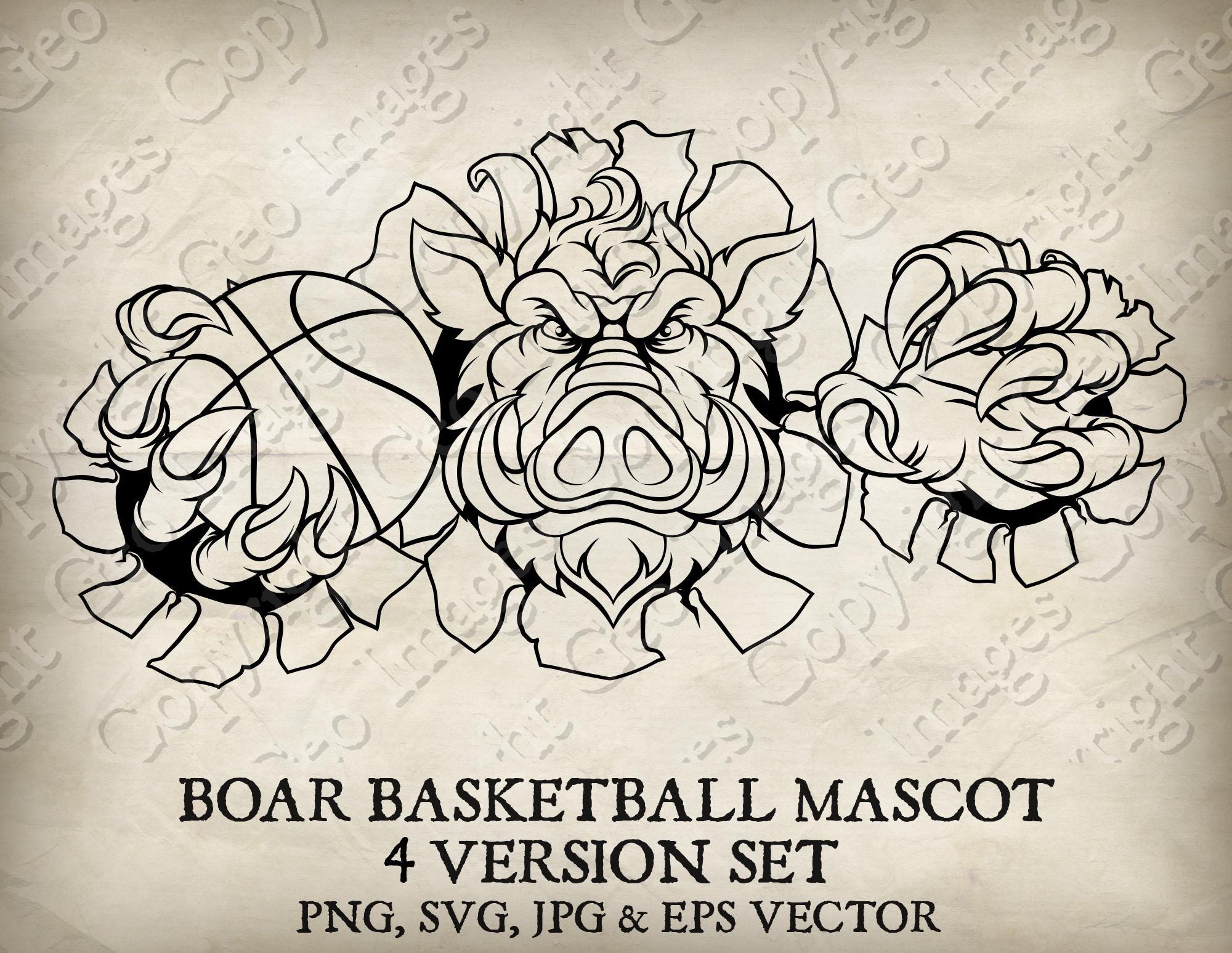 Wild Boar Razorback Warthog Hog Pig Basketball Ball Claws Mascot Boars ...