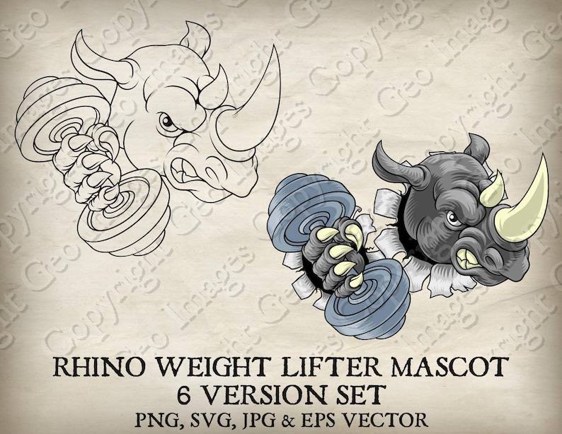 Rhino Rhinoceros Weight Lifting Weight Lifter Gym Weightlifting ...
