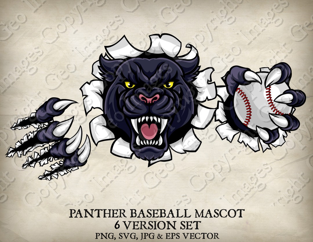 Panther Holding Baseball Ball Mascot Jaguar Panthers Logo Cartoon. 6 ...