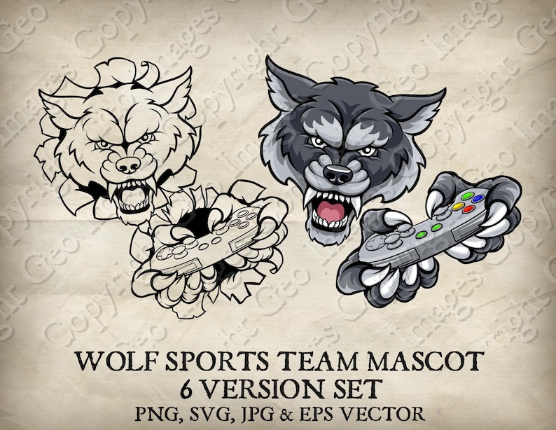 Wolf Werewolf Video Game Gamer Cartoon Holding Controller Mascot Angry ...
