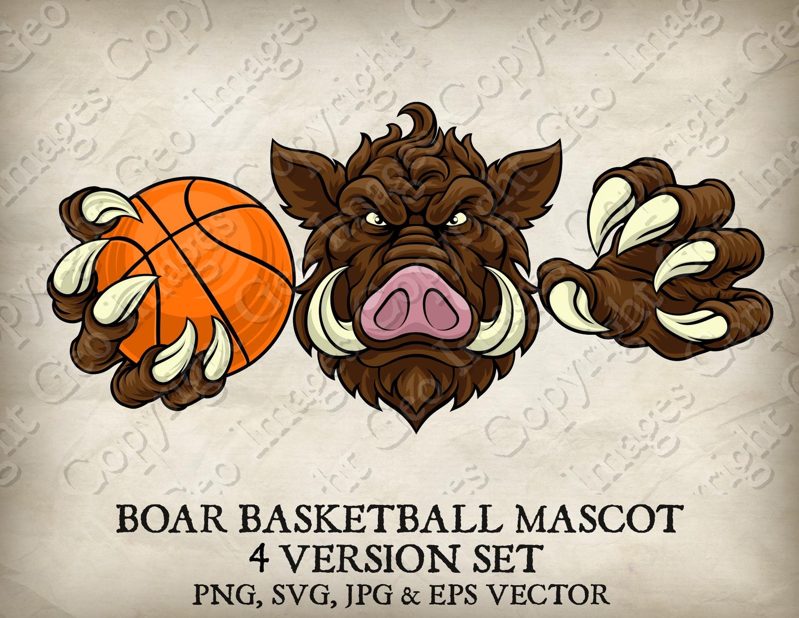 Wild Boar Razorback Warthog Hog Pig Basketball Ball Claws Mascot Boars ...