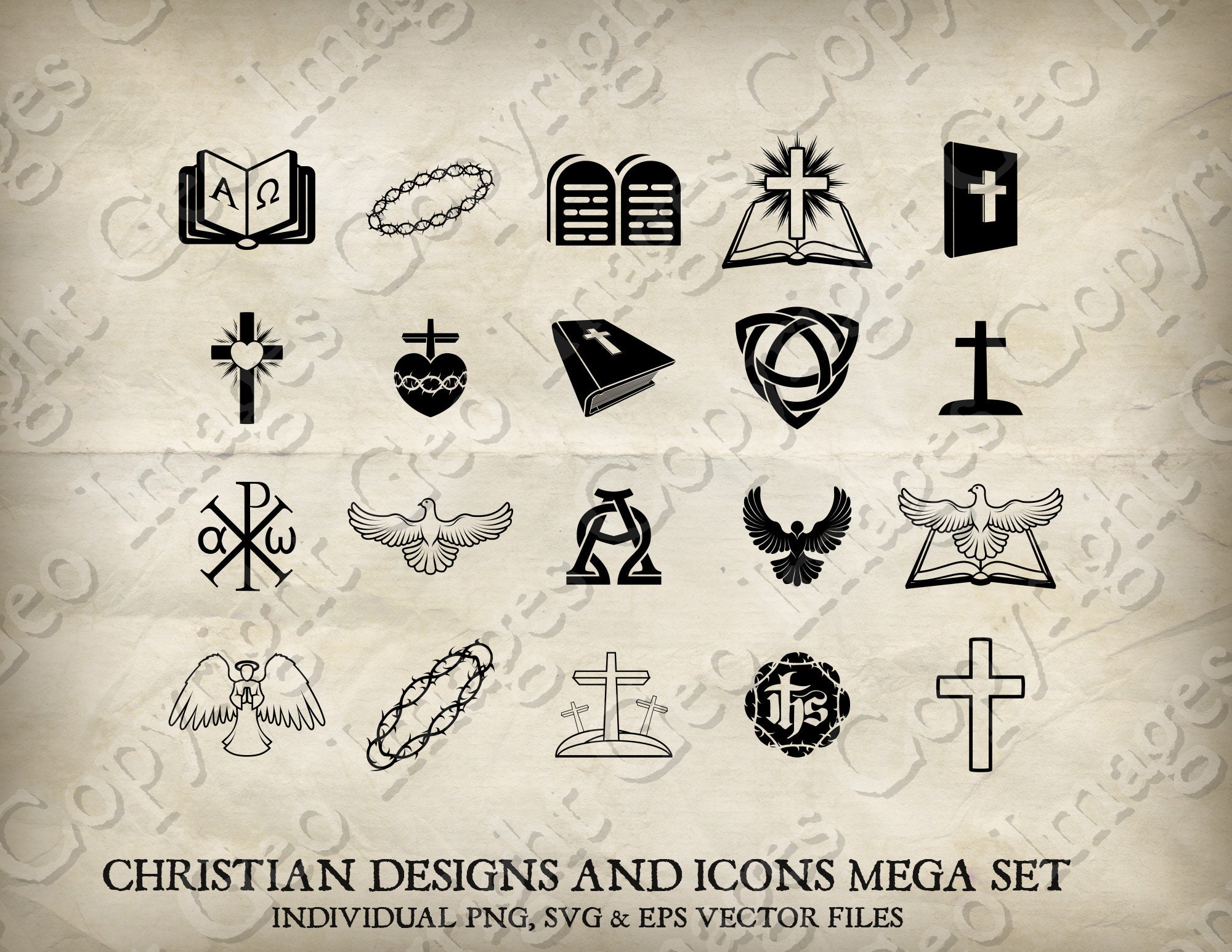 Christian Religious Faith Design Bundle Vector Set. Each Christian ...