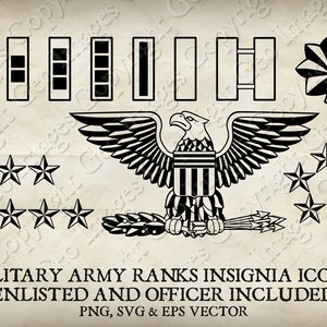 Army Rank United States US Military Insignia Officer Enlisted Badge ...