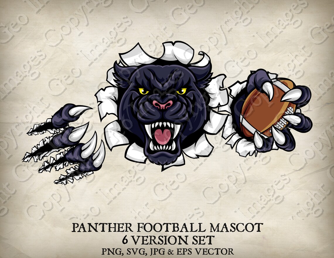 Panther Holding American Football Ball Mascot Jaguar Panthers Logo ...
