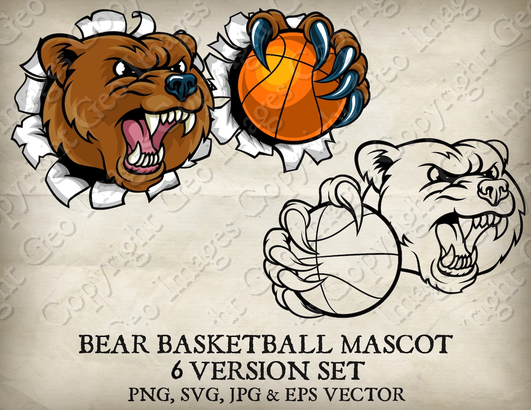 Bear Grizzly Basketball Ball Claws Mascot Bears Logo Cartoon. 6 ...