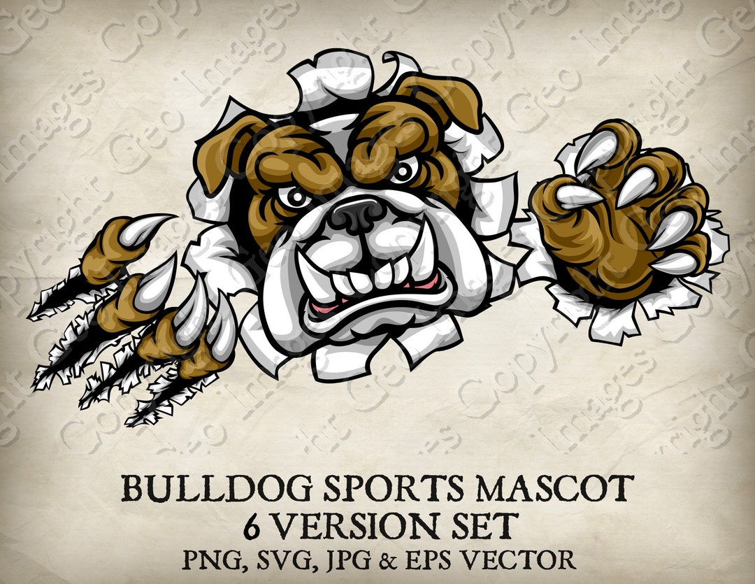 Bulldog Dog Claws Sports Mascot Bulldogs Face Cartoon Logo 6 Versions ...