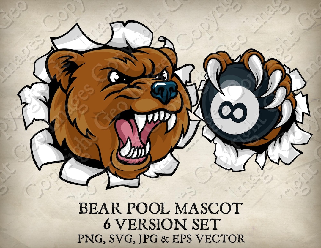 Bear Grizzly Pool Billiards 8 Billiard Ball Claws Mascot Bears Logo ...