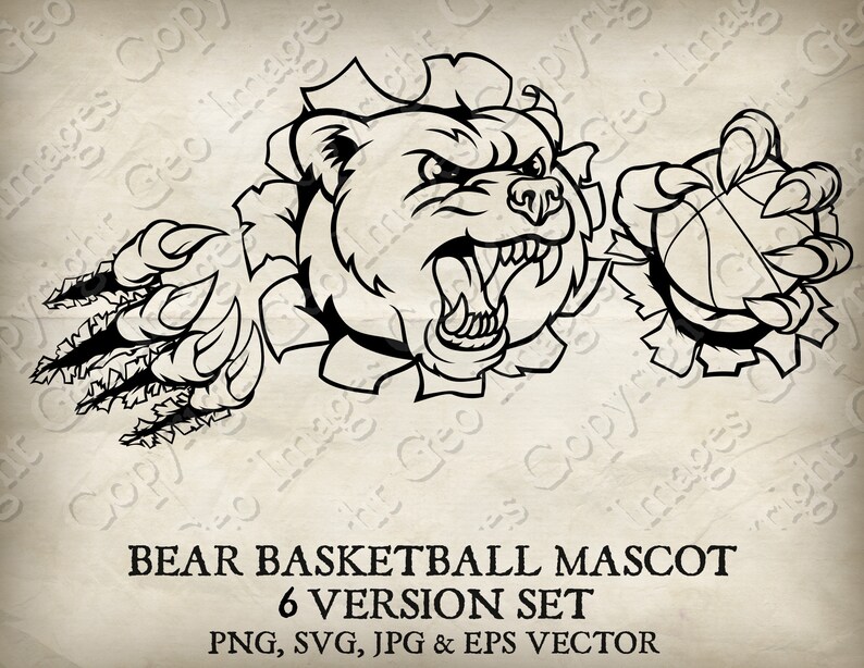 Bear Grizzly Basketball Ball Claws Mascot Bears Logo Cartoon. 6 ...