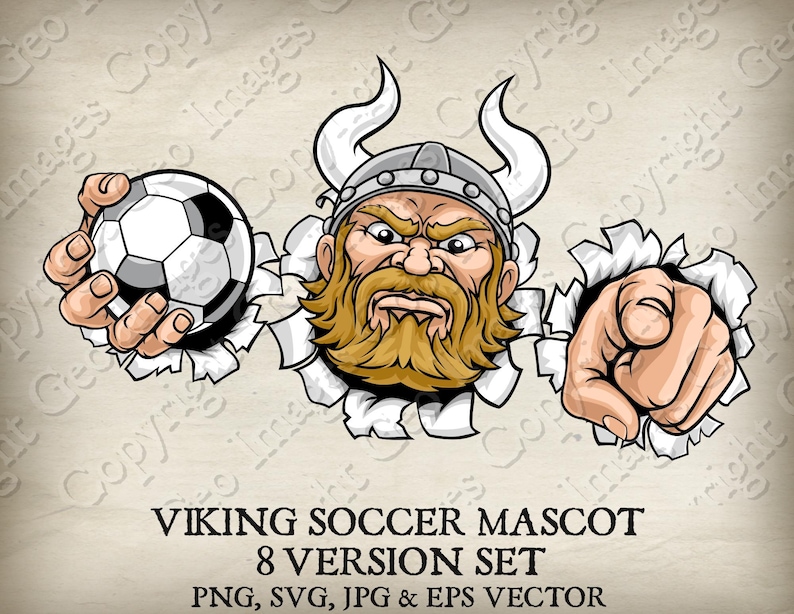 Viking Warrior Soccer Football Ball Mascot Man. Vikings Sports Team ...