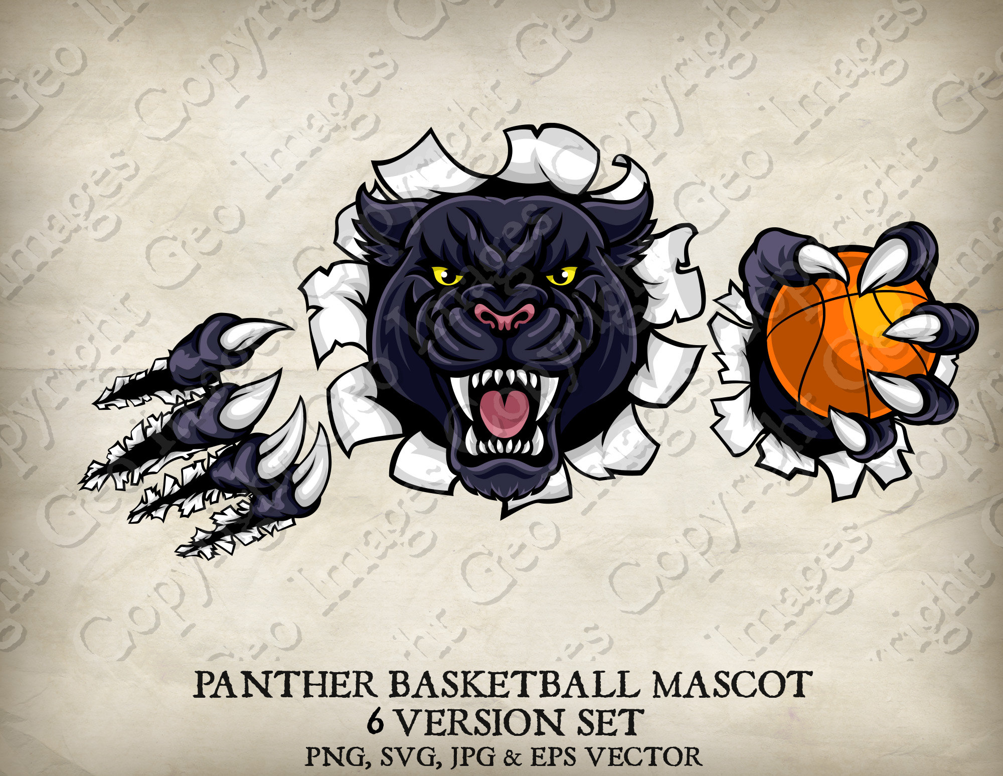 Panther Holding Basketball Ball Mascot Jaguar Panthers Logo Cartoon. 6 ...