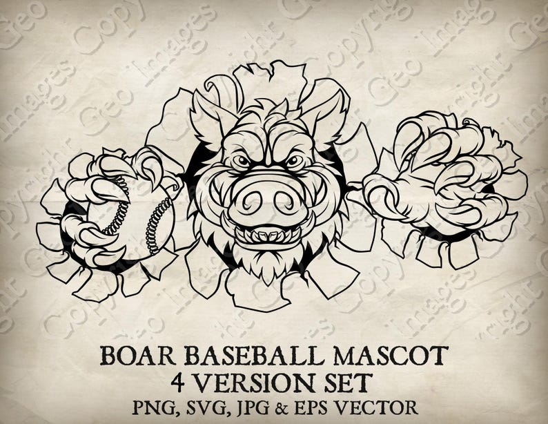 Wild Boar Razorback Warthog Hog Pig Baseball Ball Claws Mascot Boars ...