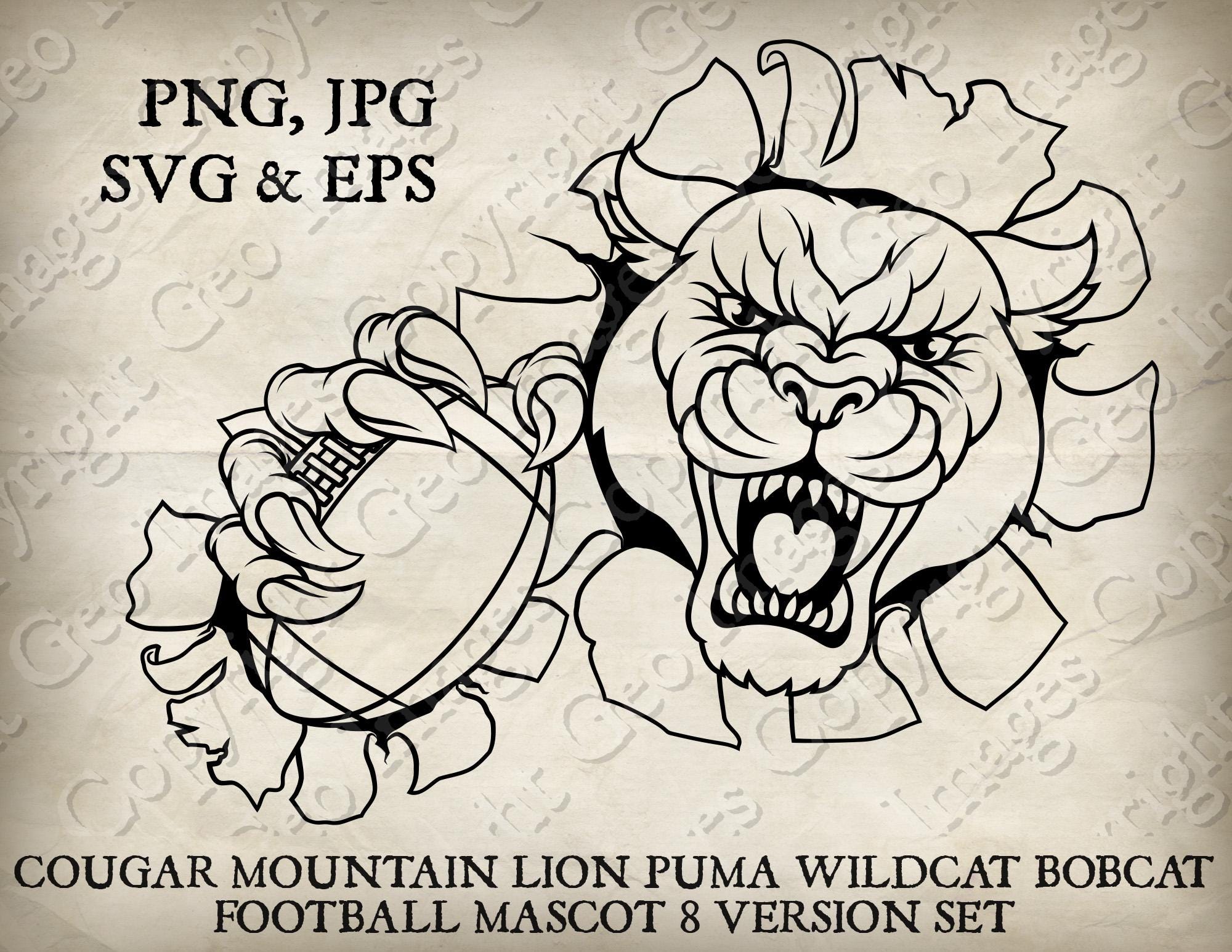 Cougar Wildcat Bobcat Puma Mountain Lion Holding American Football Ball ...