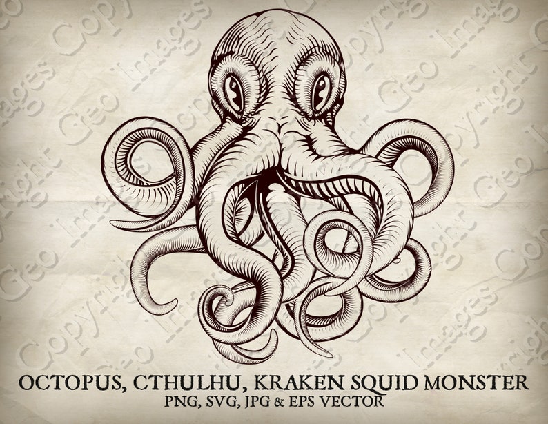 Octopus Cthulhu Squid Cthulu Monster Kraken Octupus Tentacled Animal ...
