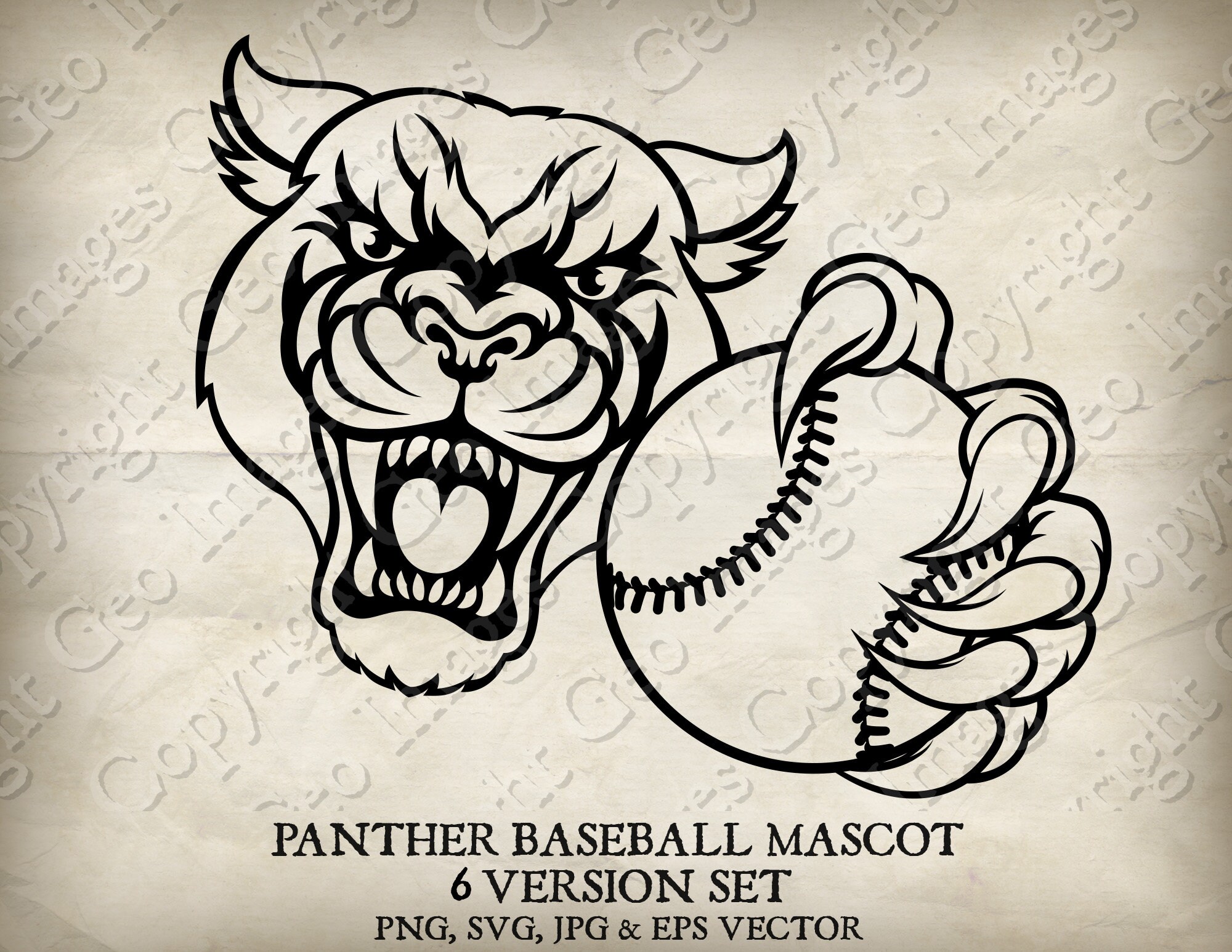 Panther Holding Baseball Ball Mascot Jaguar Panthers Logo Cartoon. 6 ...